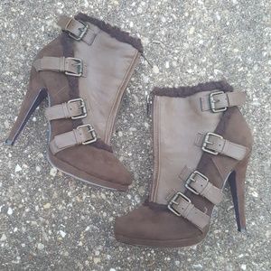 Mixx Shuz | Shoes | Mixx Shuz Jenny Brown Zipper Heel Booties 75 | Poshmark